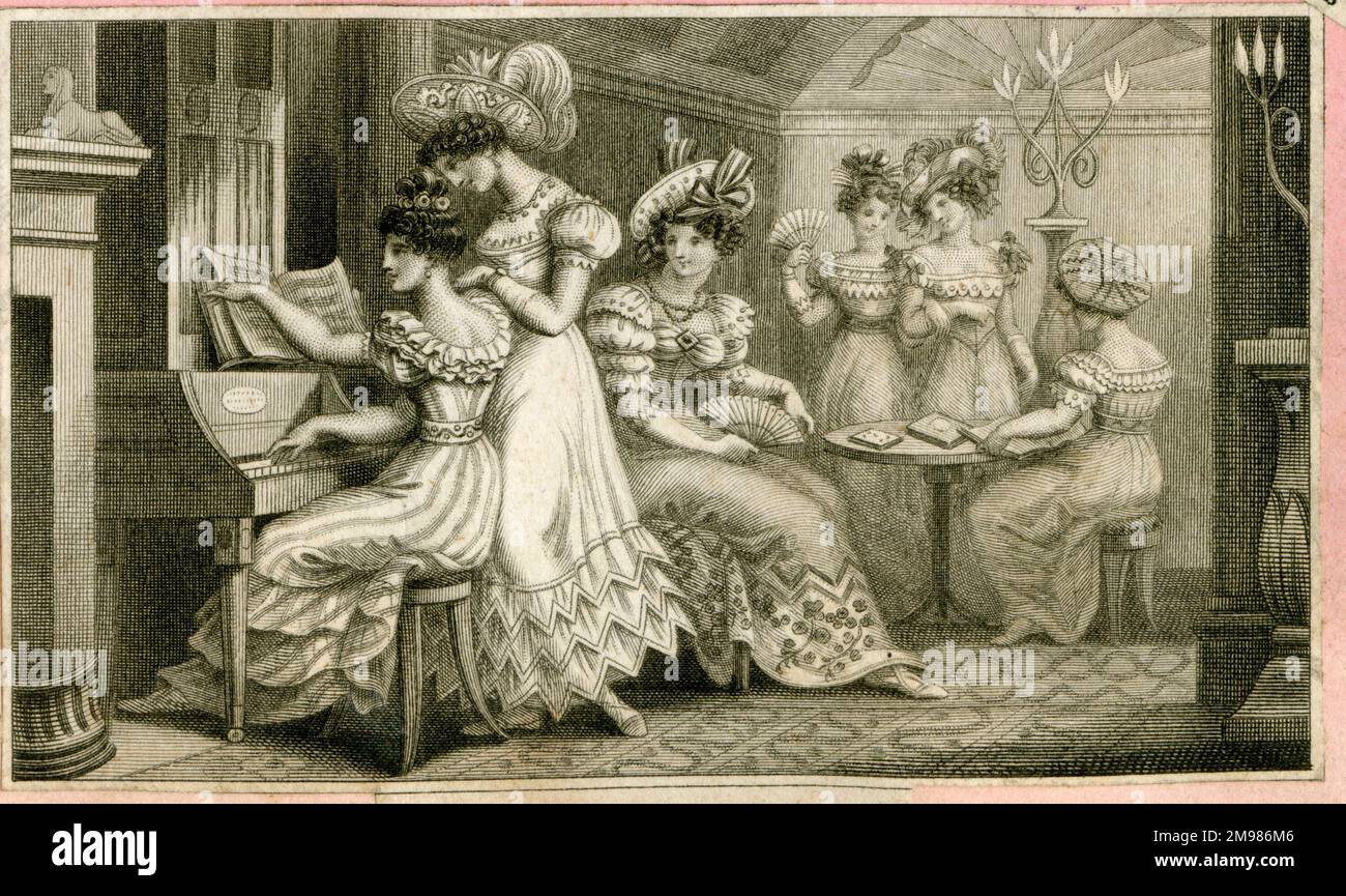 Women in fashionable dresses of the Georgian period Stock Photo - Alamy