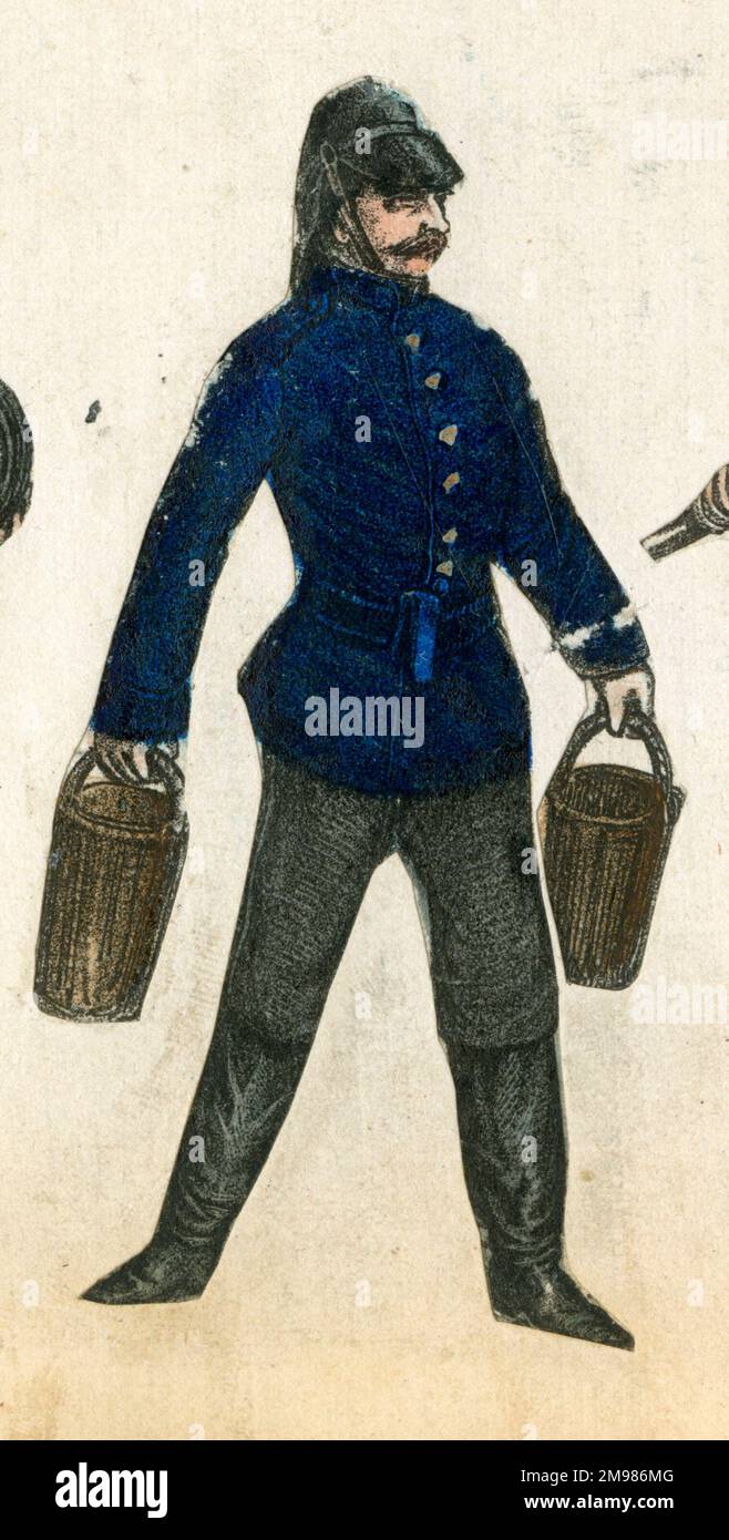 German firemen scrap -- firefighter with buckets of water Stock Photo ...