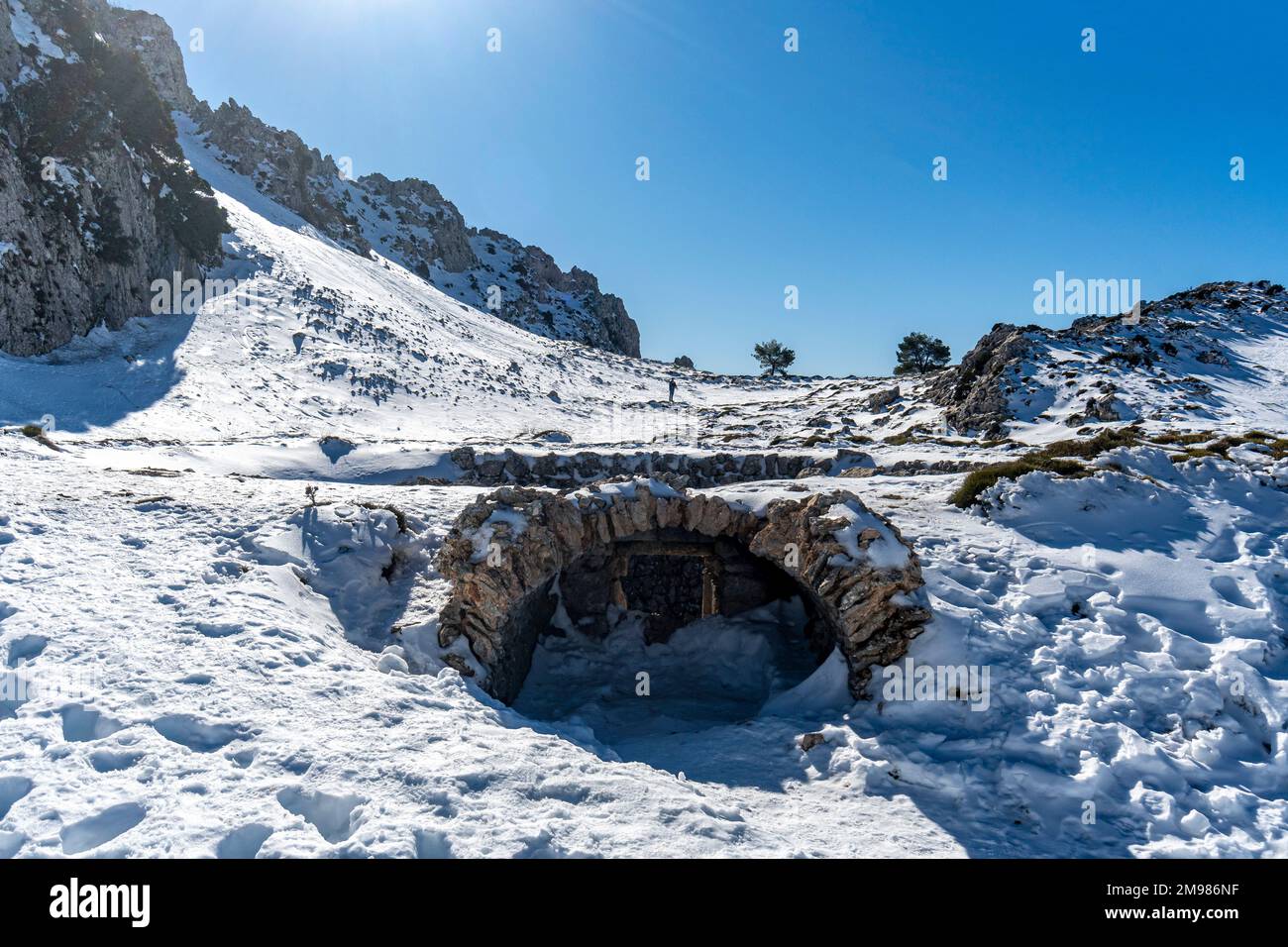 Snow well in pla de la casa, in the mountain of la serrella, Alicante ...