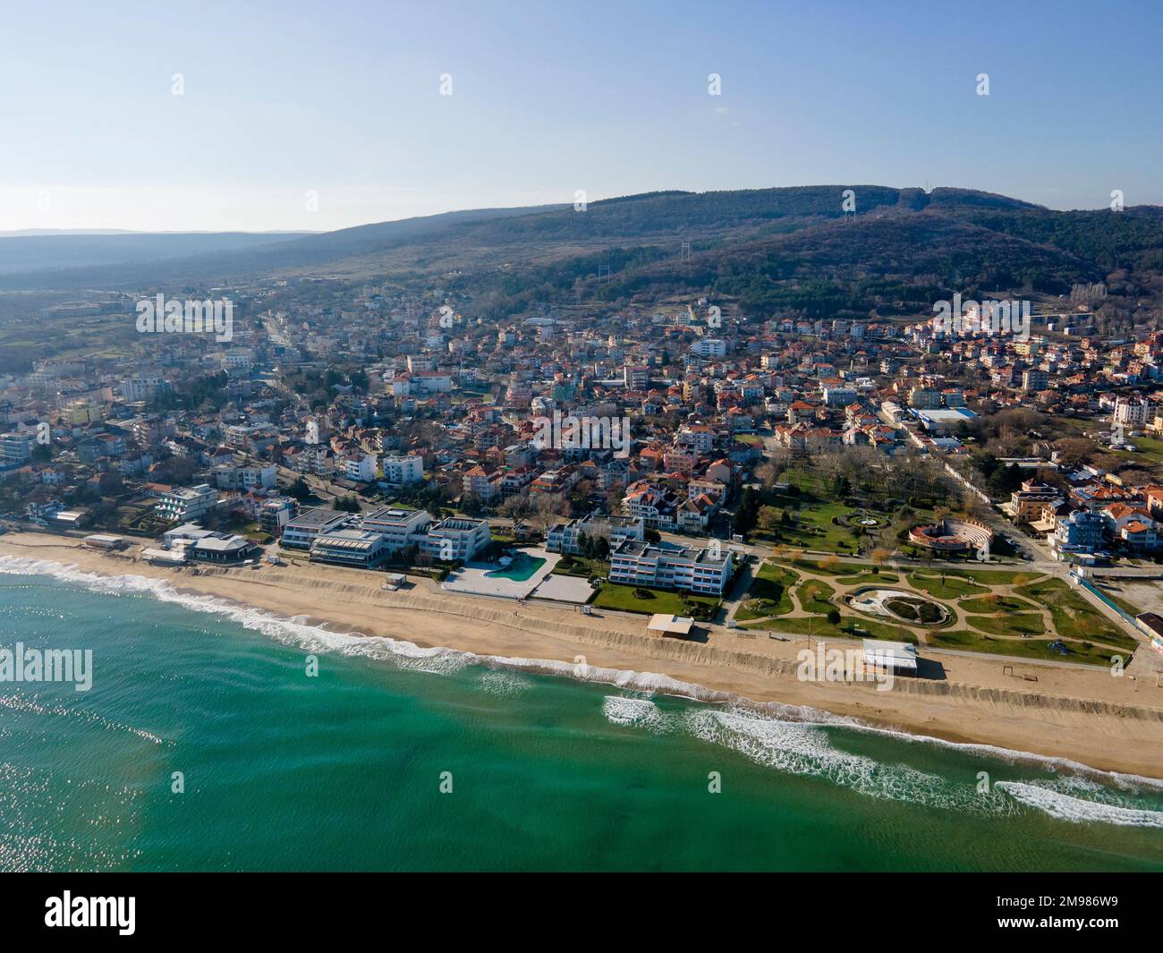 Amazing Aerial view of town of Obzor, Burgas Region, Bulgaria Stock ...