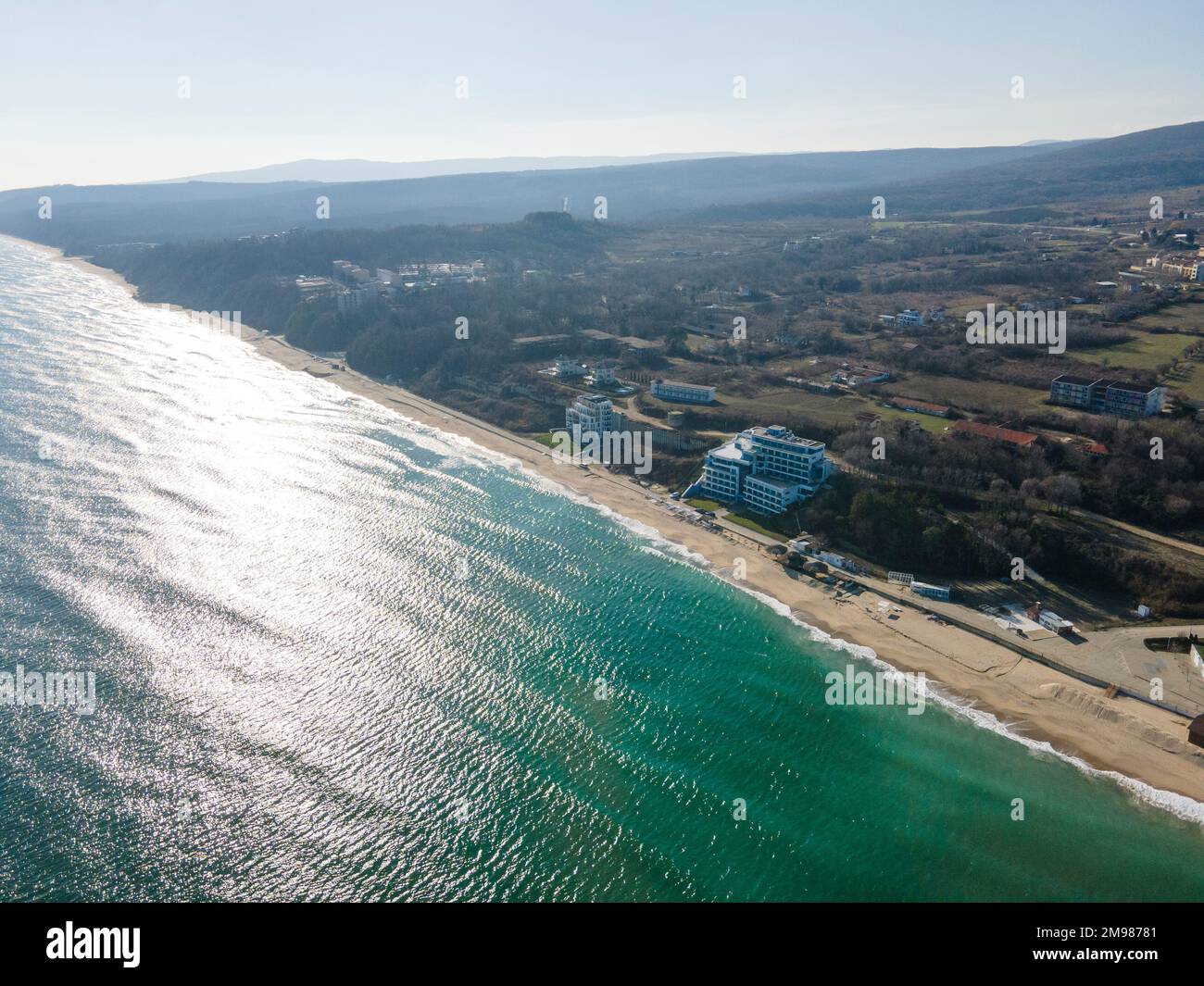 Amazing Aerial view of town of Obzor, Burgas Region, Bulgaria Stock ...
