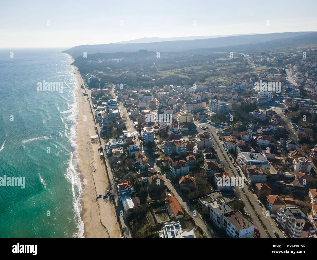 Amazing Aerial view of town of Obzor, Burgas Region, Bulgaria Stock ...