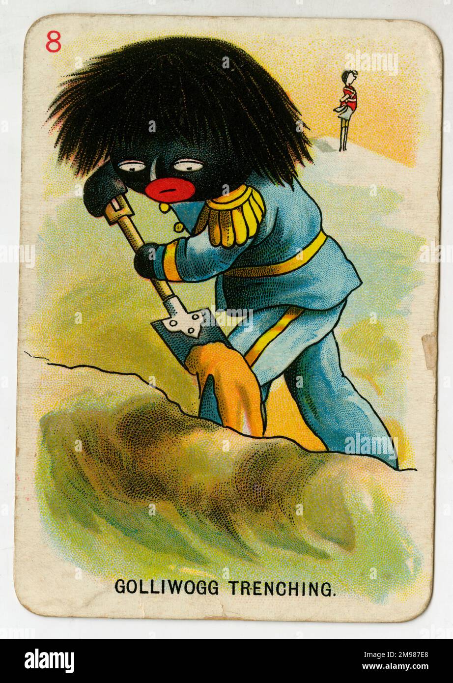 Florence Upton playing cards - Golliwogg Trenching Stock Photo - Alamy