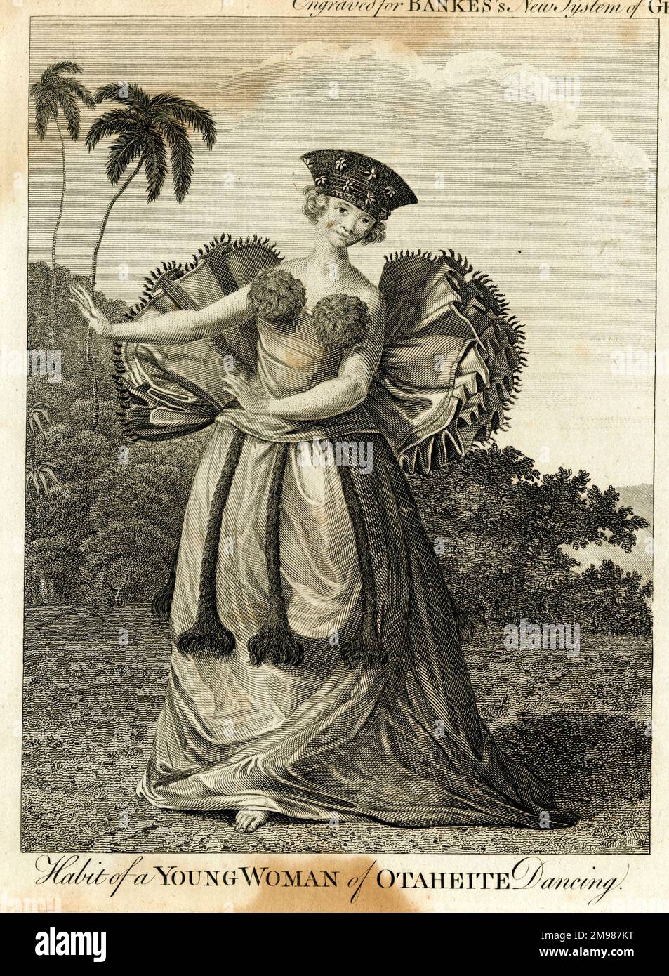 Habit of a Young Woman of Otaheite (now Tahiti) Dancing, encountered by ...