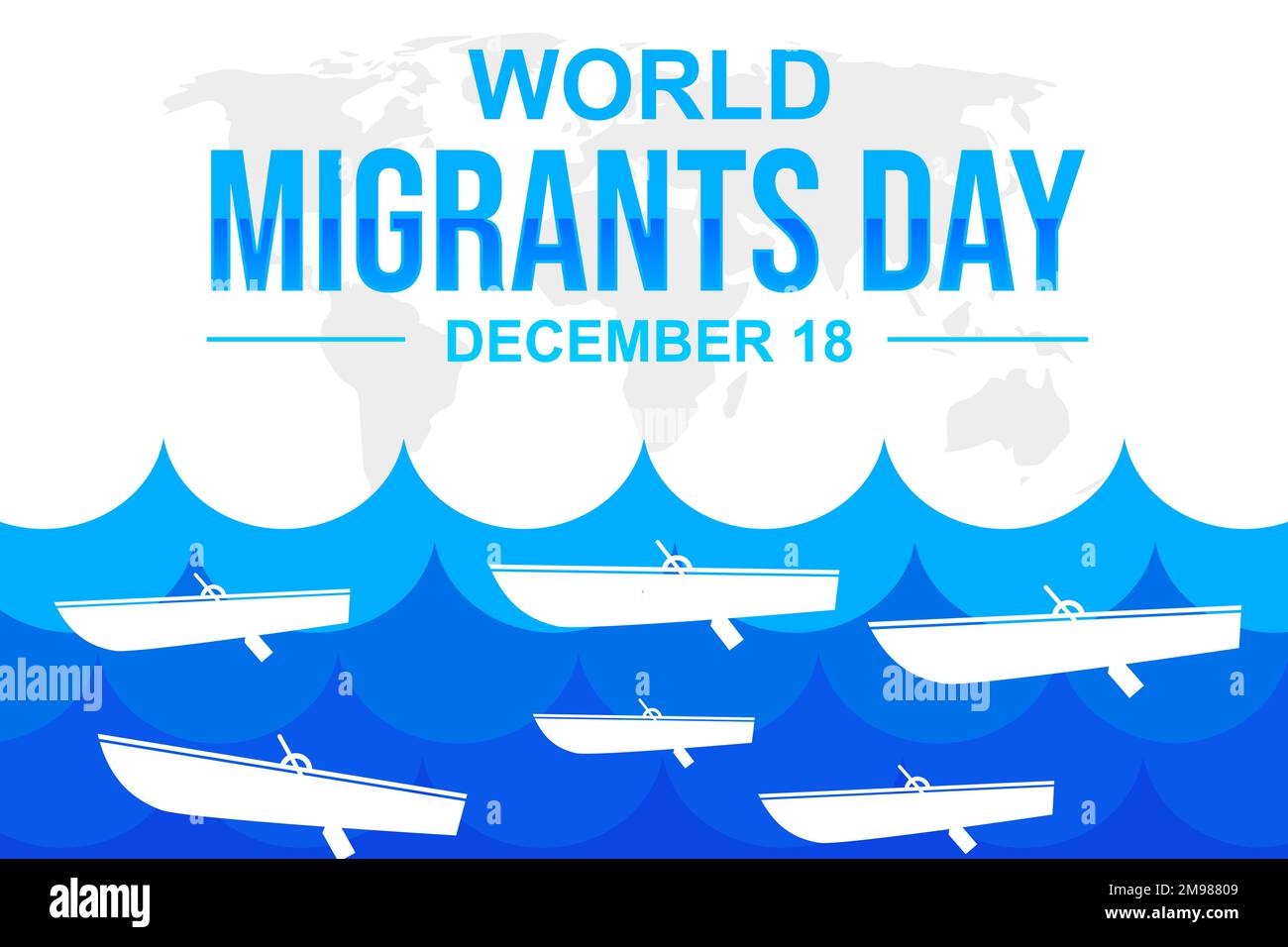 World Migrants Day background with Boats floating in water and ...