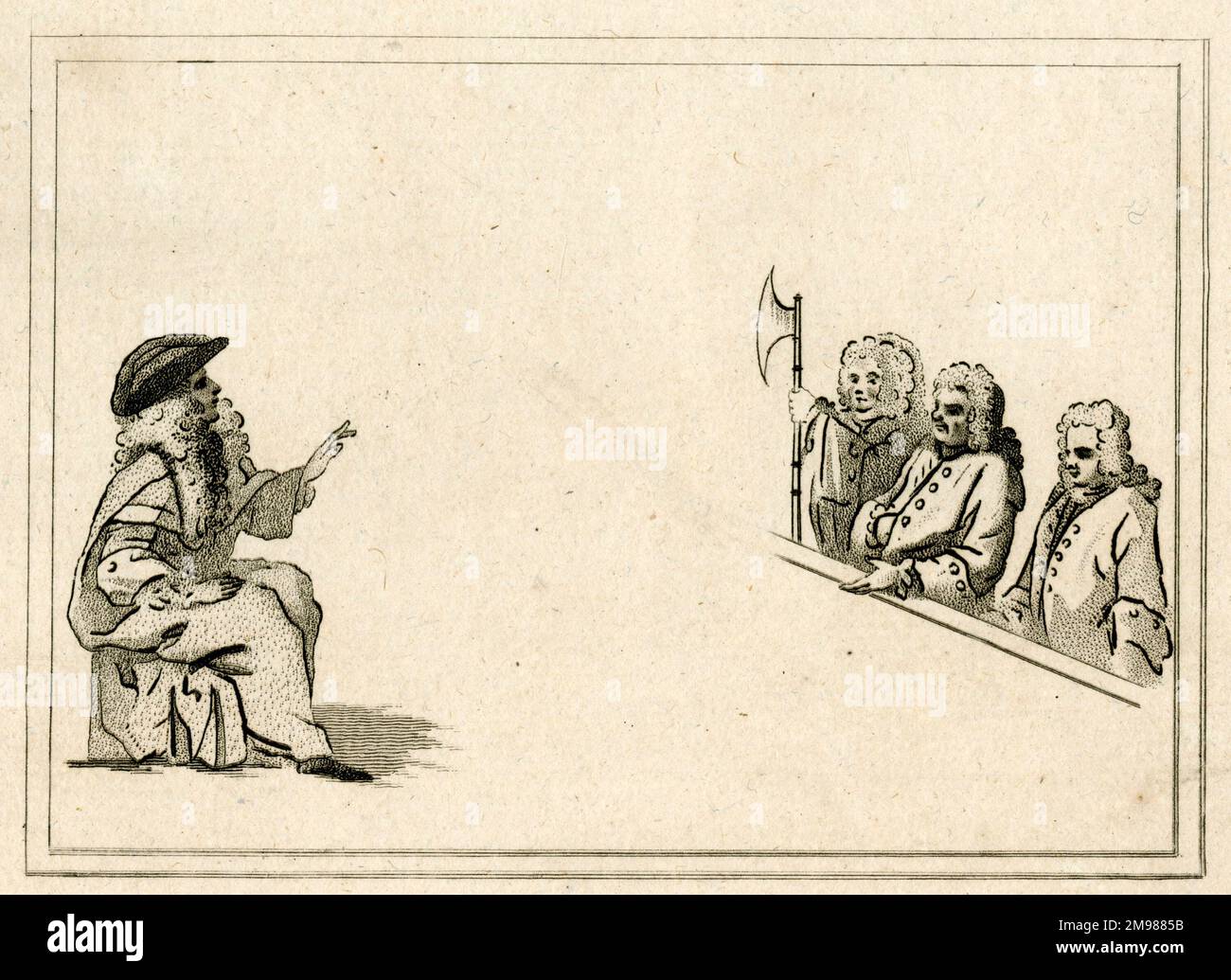 Simon Fraser (c.1667-1747), 11th Lord Lovat - a sketch of his trial, with the executioner ...