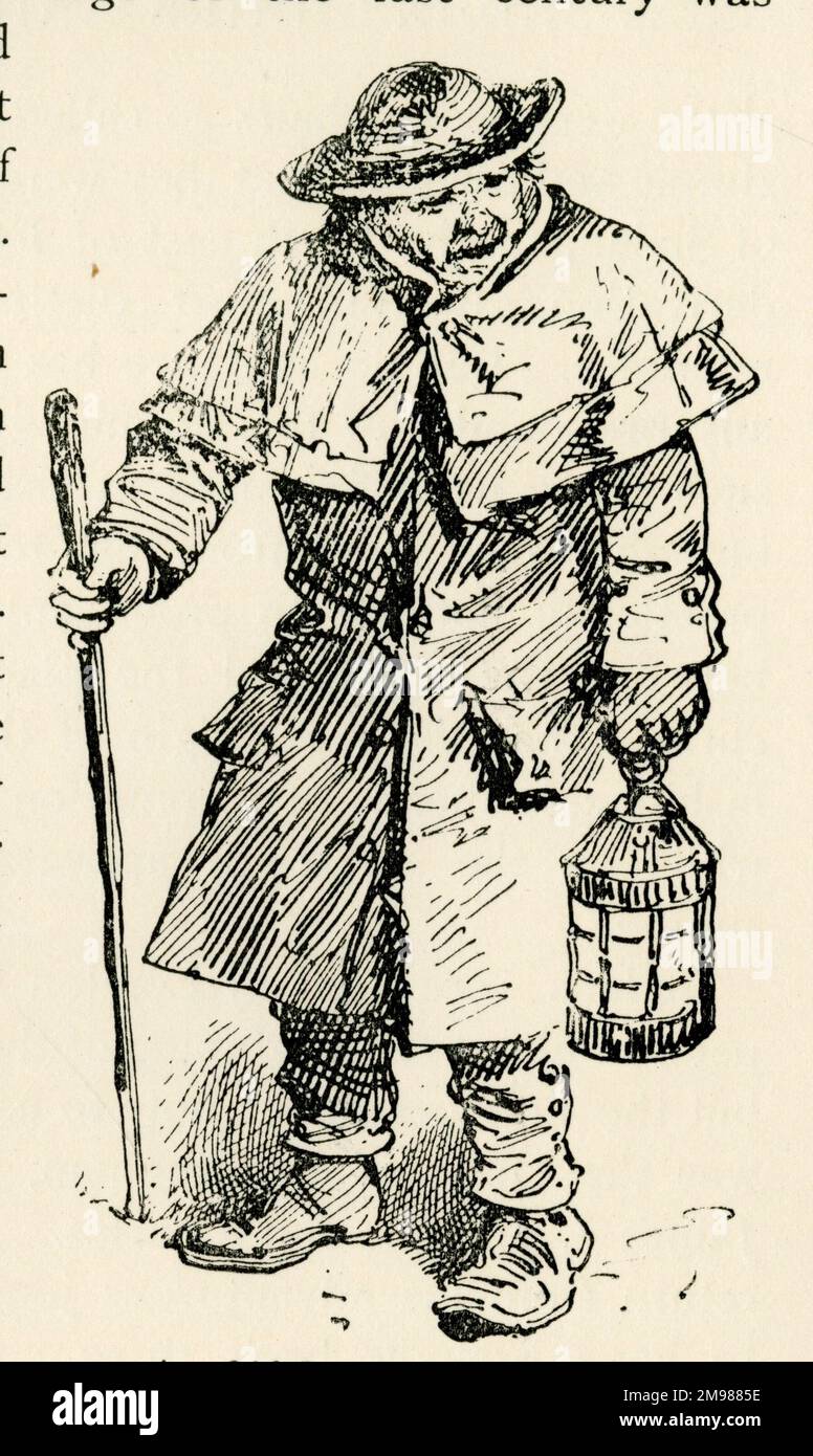 Old London Characters - Night Watchman with lantern Stock Photo - Alamy