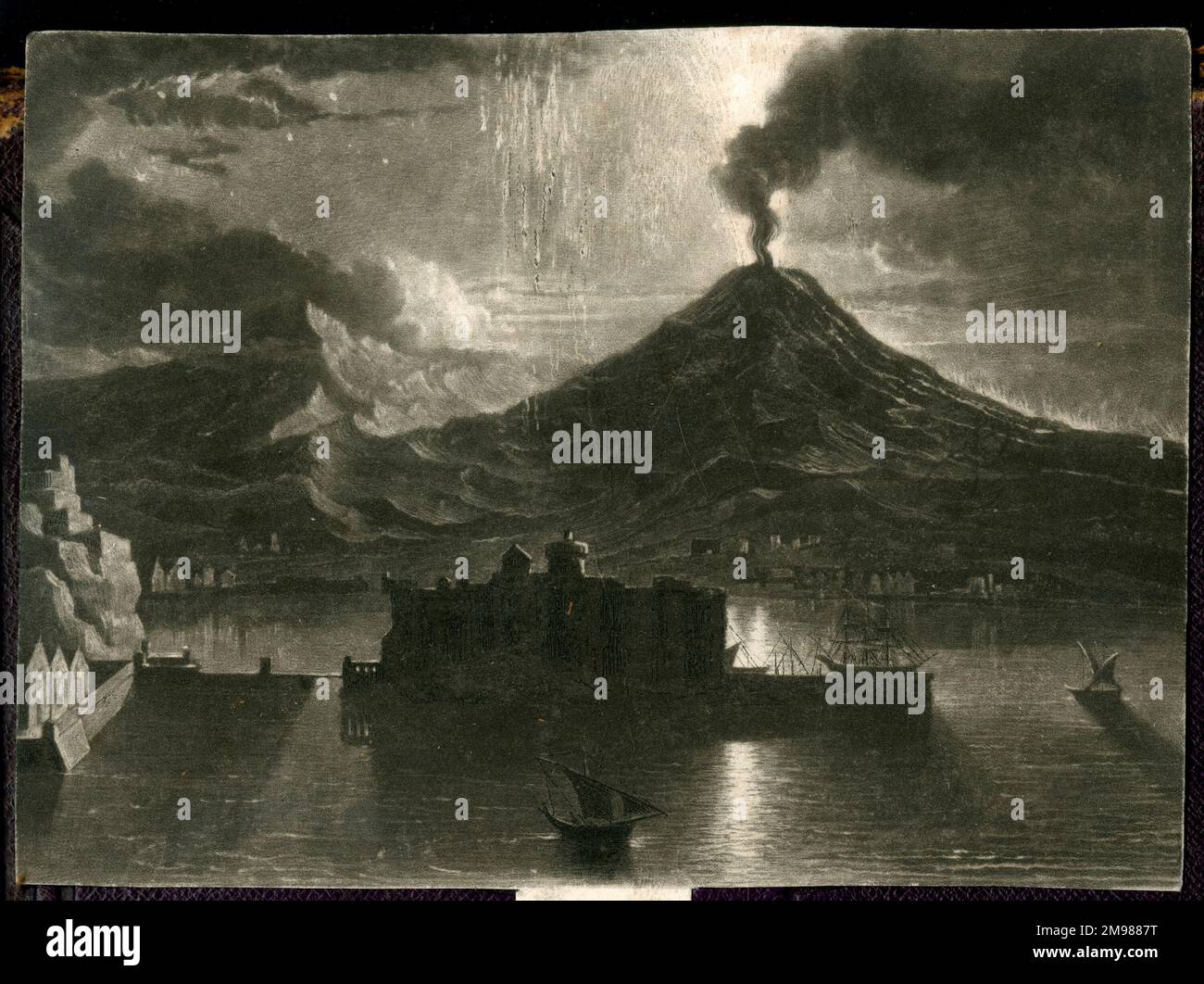 Mount Vesuvius erupting, night scene Stock Photo - Alamy