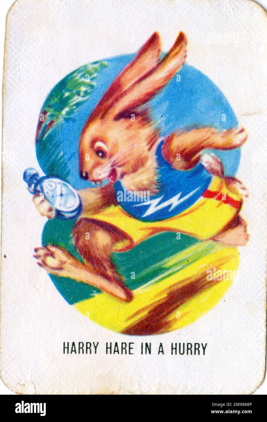 Old Maid card game - Harry Hare in a hurry Stock Photo - Alamy