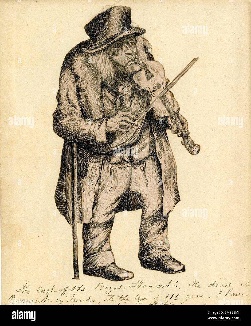 An old man playing the violin, claimed to be the last of the Royal ...