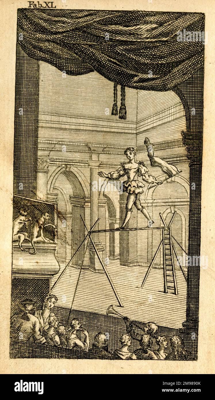 Acrobats on tightrope hi-res stock photography and images - Alamy