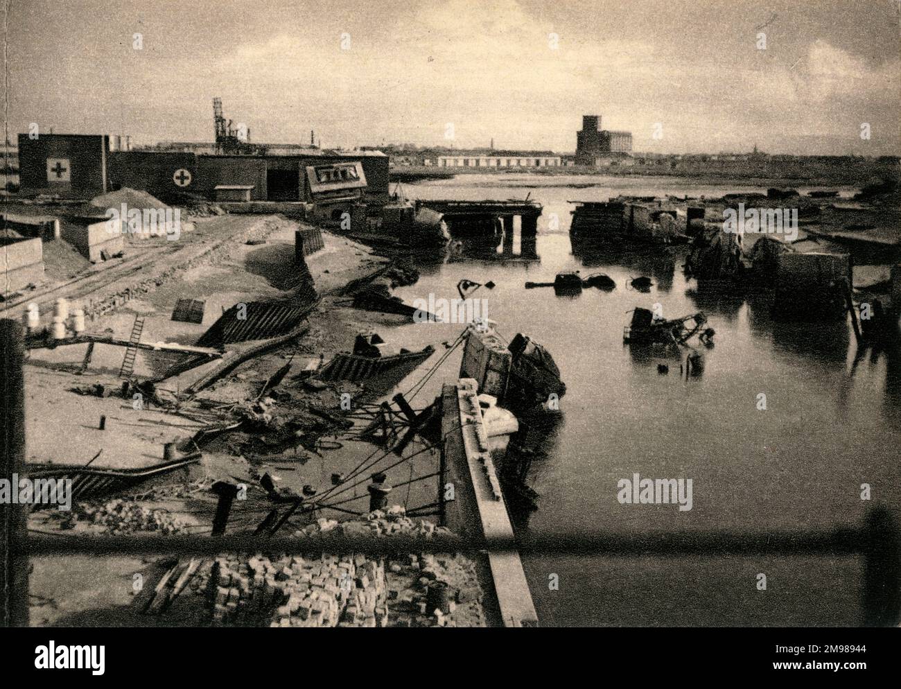 Dunkirk, France - the new lock, showing damage suffered during WW2 ...