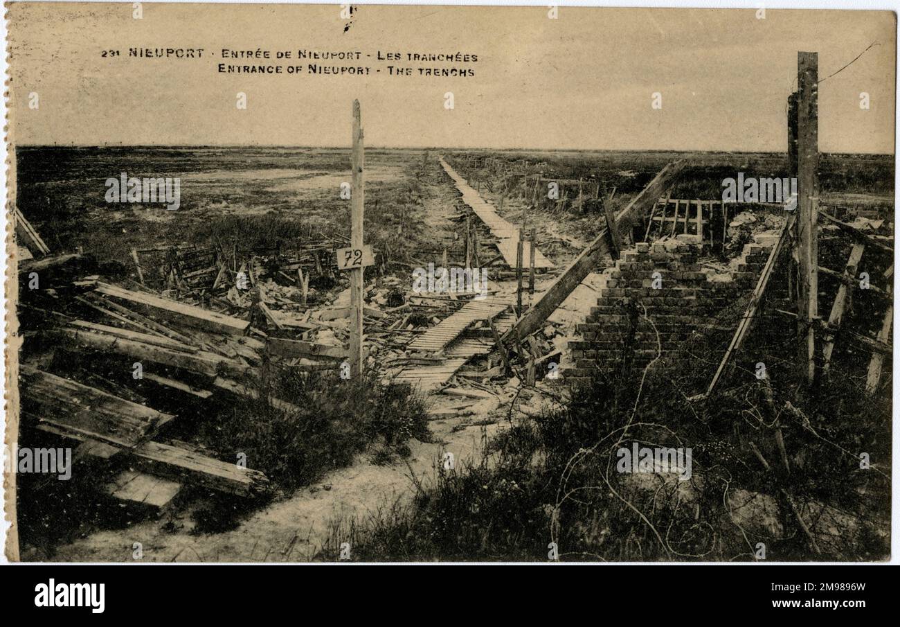 Nieuport, Belgium - trenches at the entrance to the town during WW1 ...