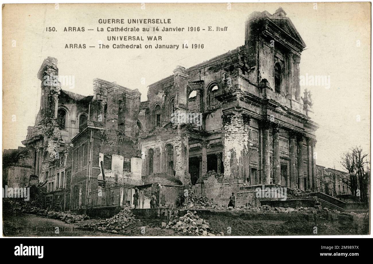 Arras, France -- damage to the Cathedral during WW1, photographed on 14 ...