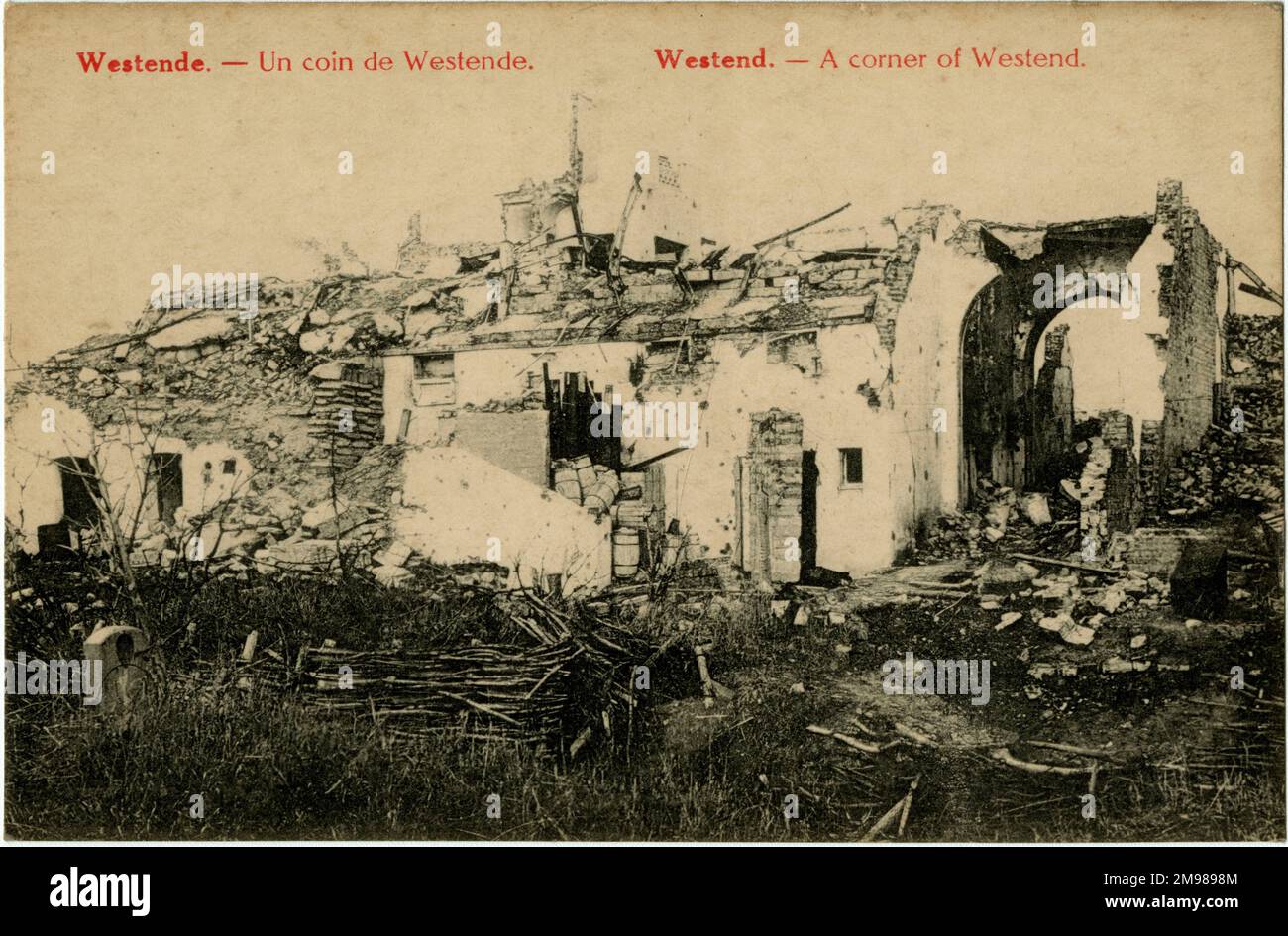 Westende, Belgium -- ruined building during WW1 Stock Photo - Alamy