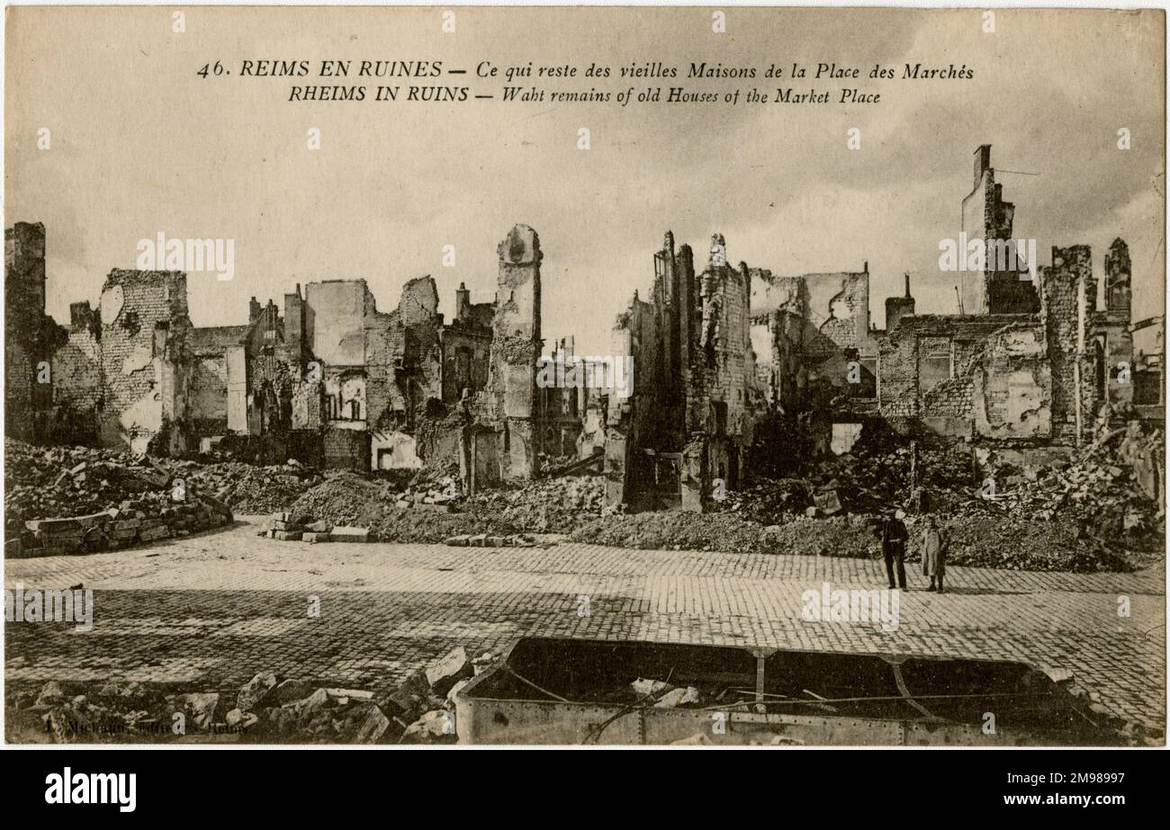 Reims, France - ruins during WW1 bombing, showing what is left of old ...
