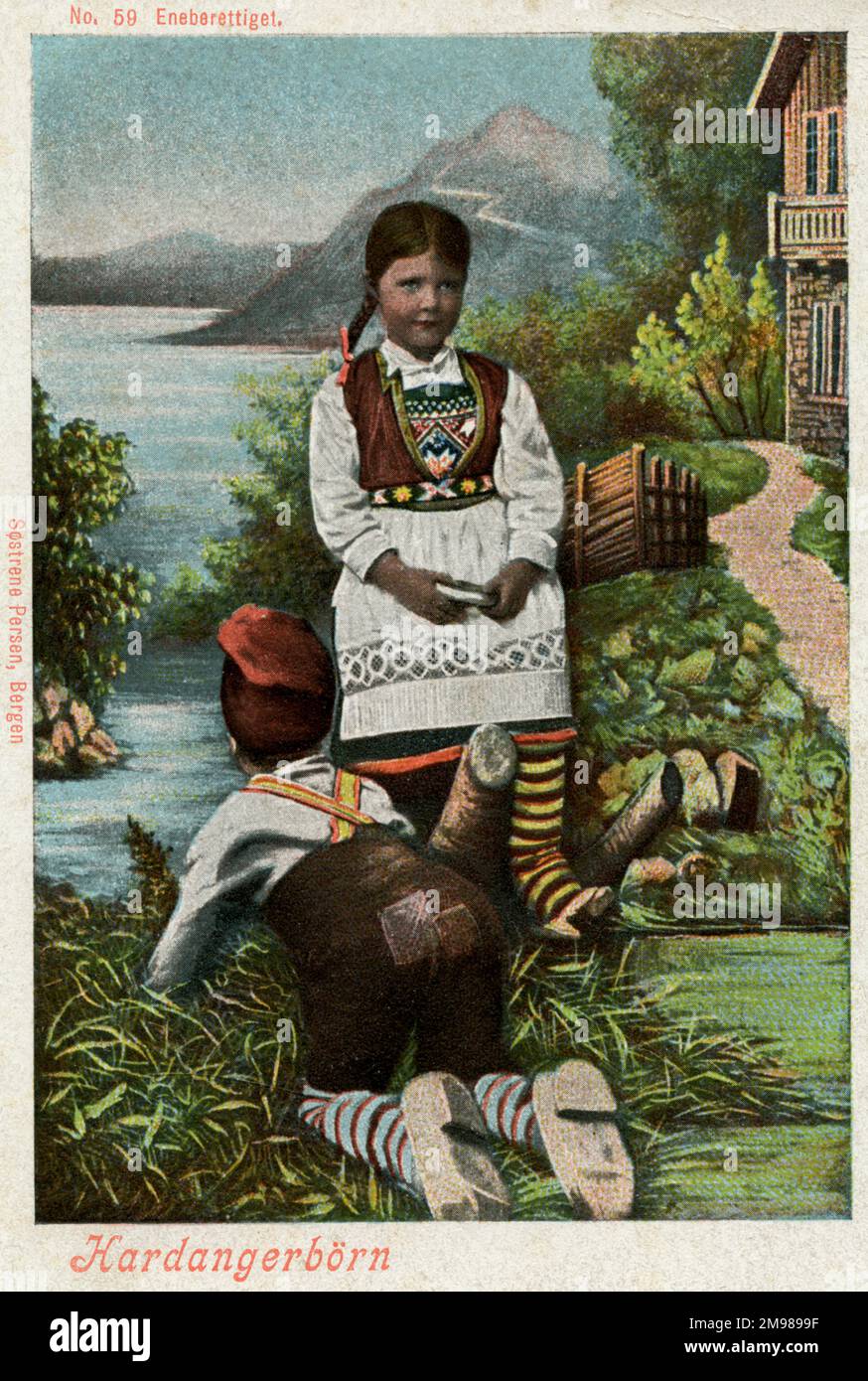 Hardanger, Norway - a boy and a girl in traditional costume Stock Photo ...