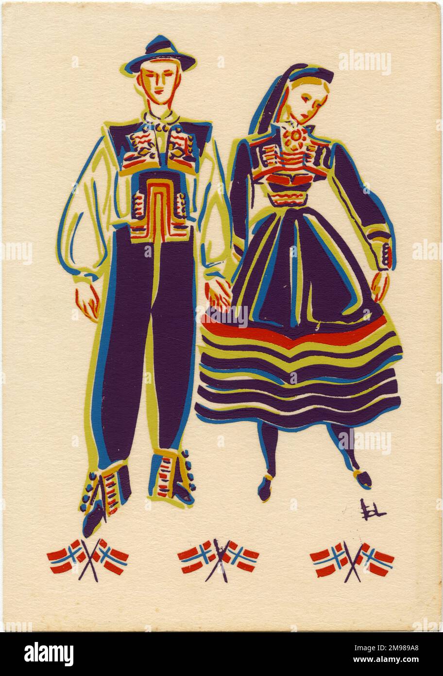 Traditional Norwegian Clothing Drawing