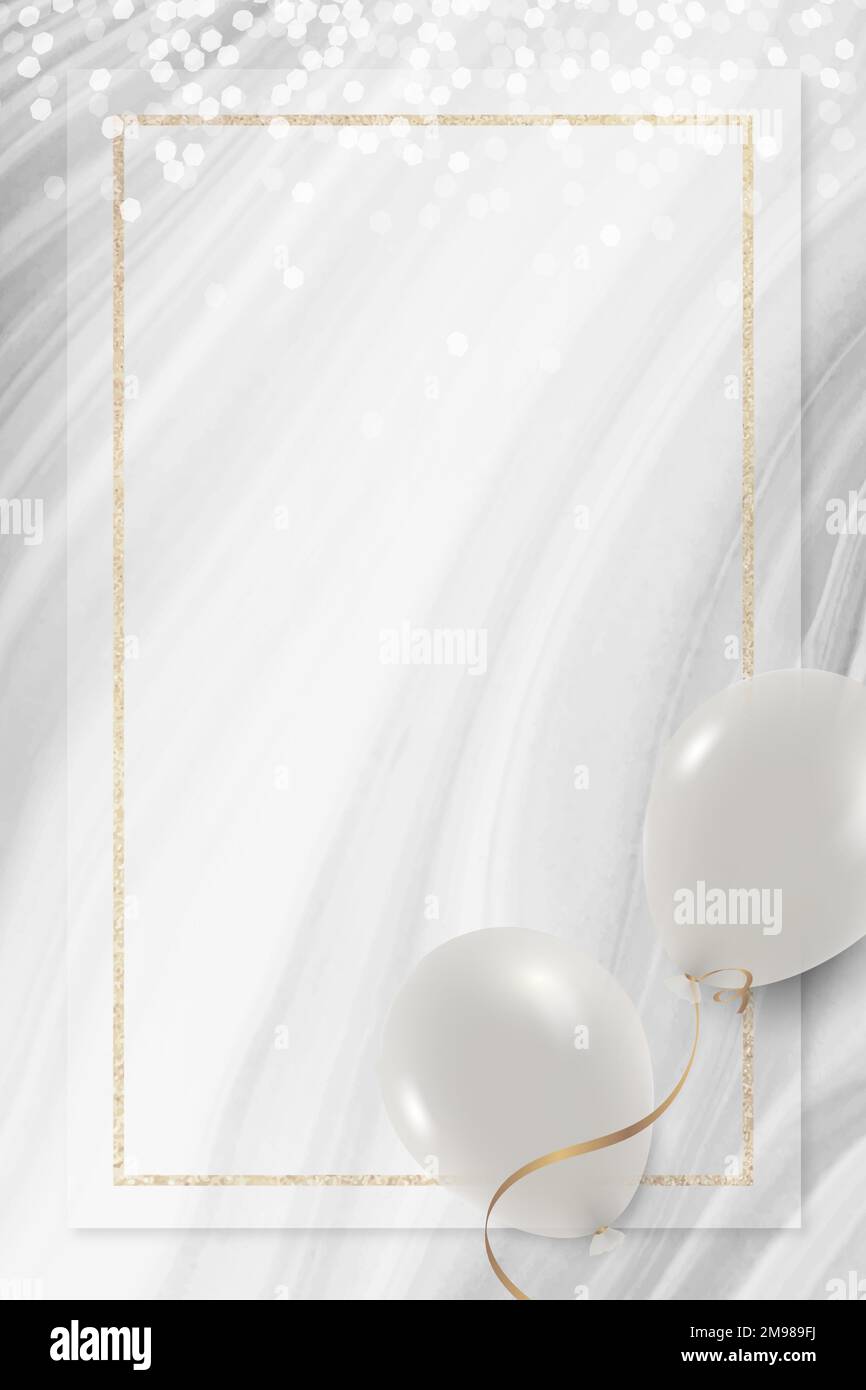 White balloons frame on white and gray background design vector Stock ...