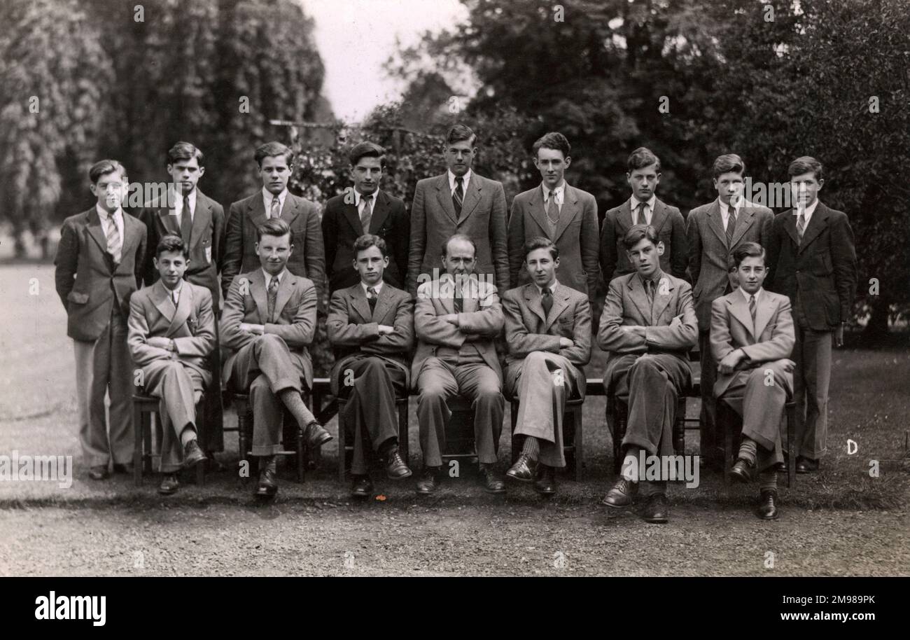 Group photo, teacher and pupils at a school (possibly Bootham in York ...