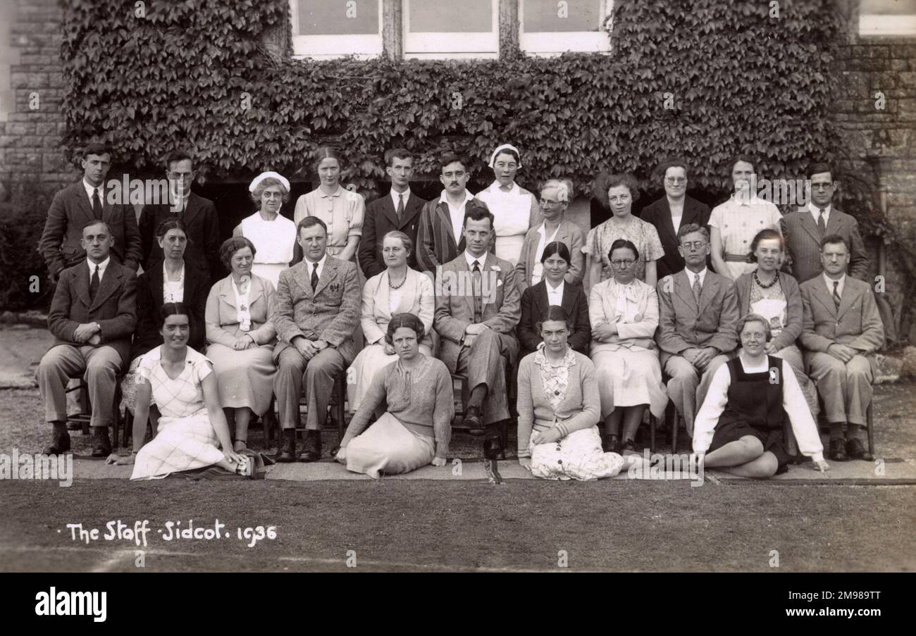 Group photo, staff of Sidcot School, Winscombe, North Somerset, an ...