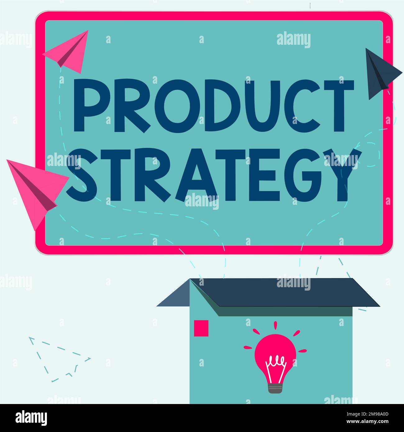 Conceptual caption Product Strategy. Business showcase long term plan ...