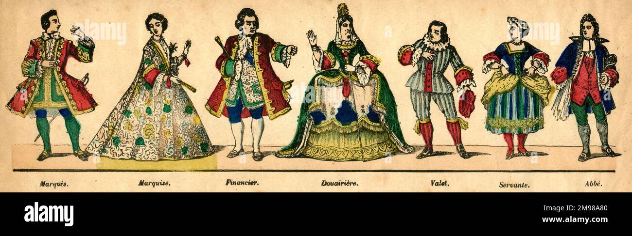 Theatre Characters -- two aristocrats, a financier, a dowager, a valet ...