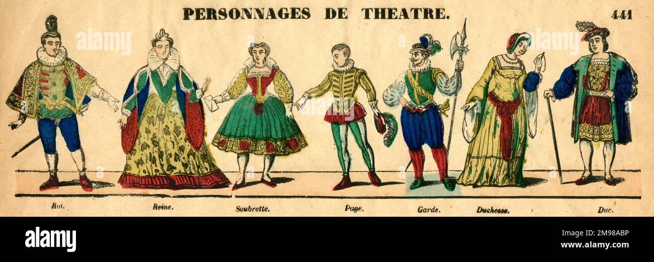 Theatre Characters -- king, queen, maid, page, guard, duchess, duke ...