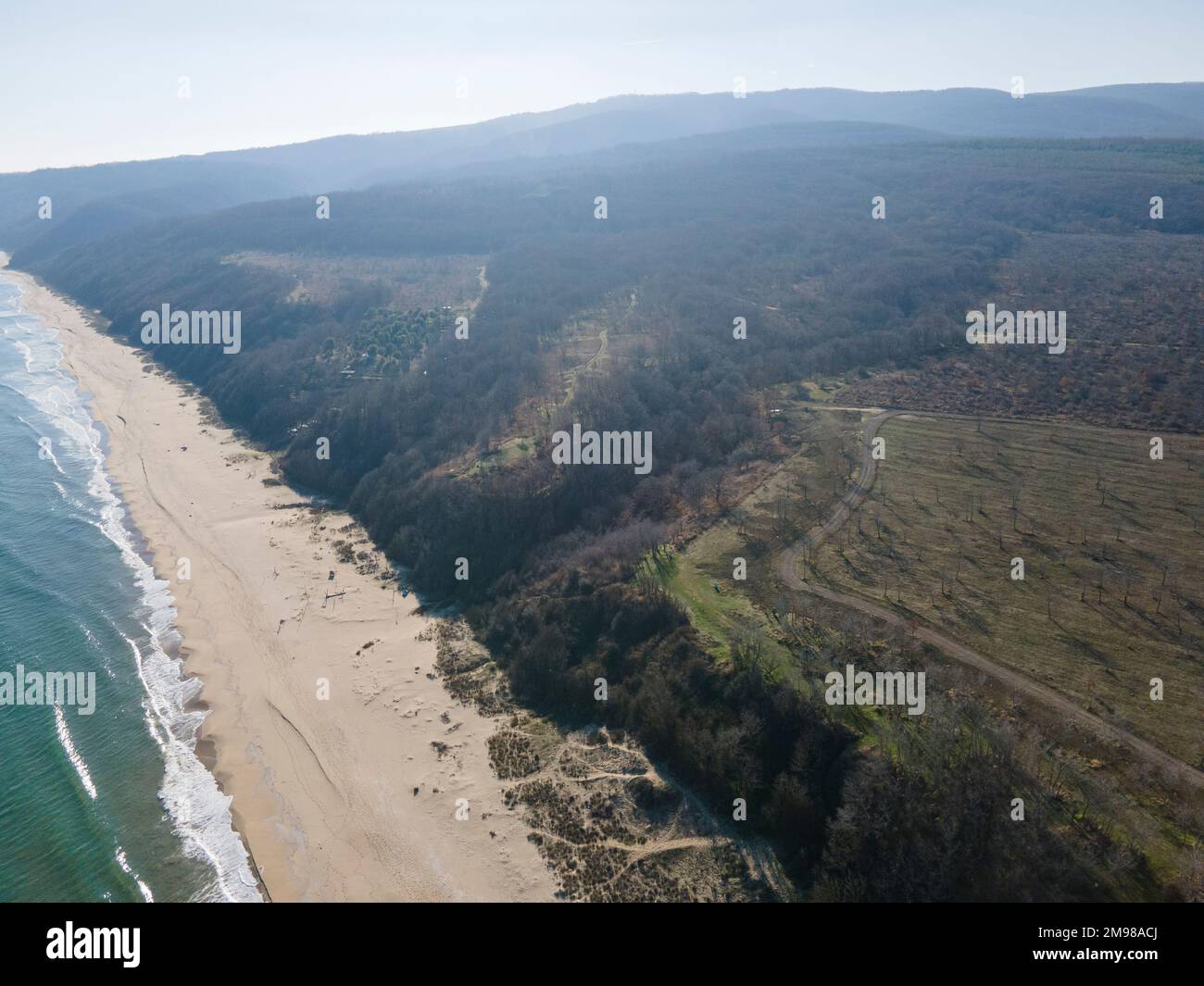 Amazing Aerial view of Vaya beach at Irakli area, Burgas Region ...