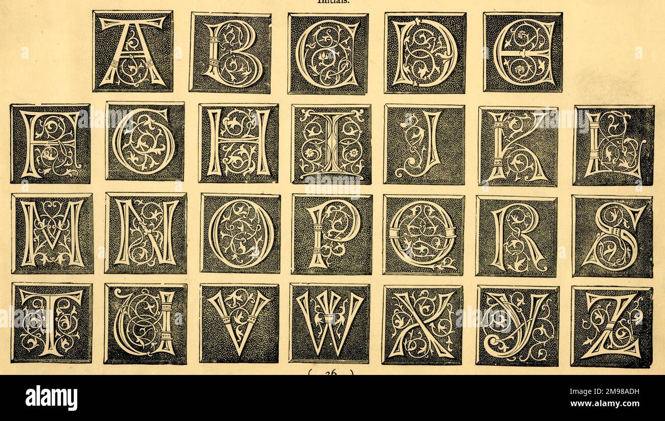 Swirl block initial capitals A-Z Stock Photo - Alamy