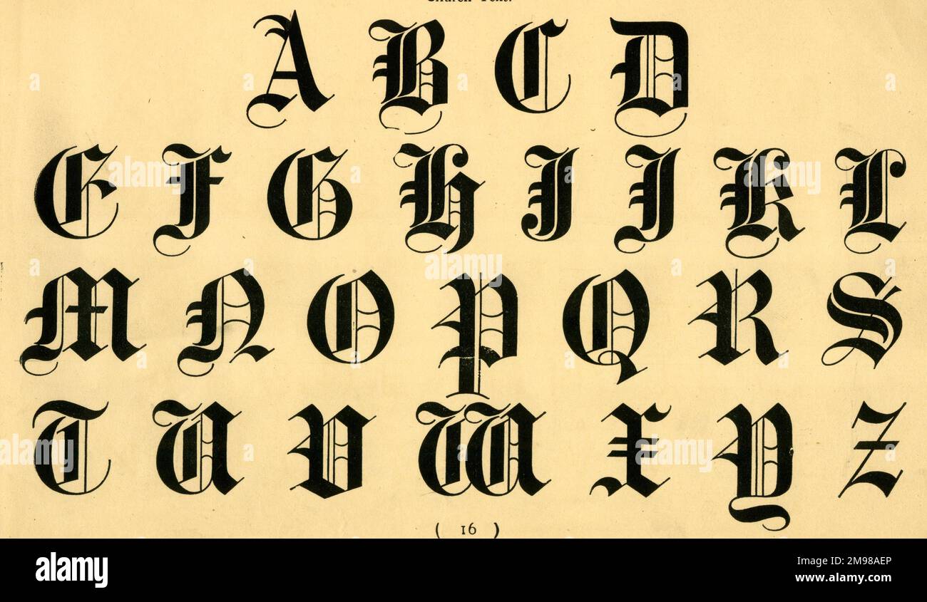Ornamental church text alphabet, upper case A-Z Stock Photo - Alamy