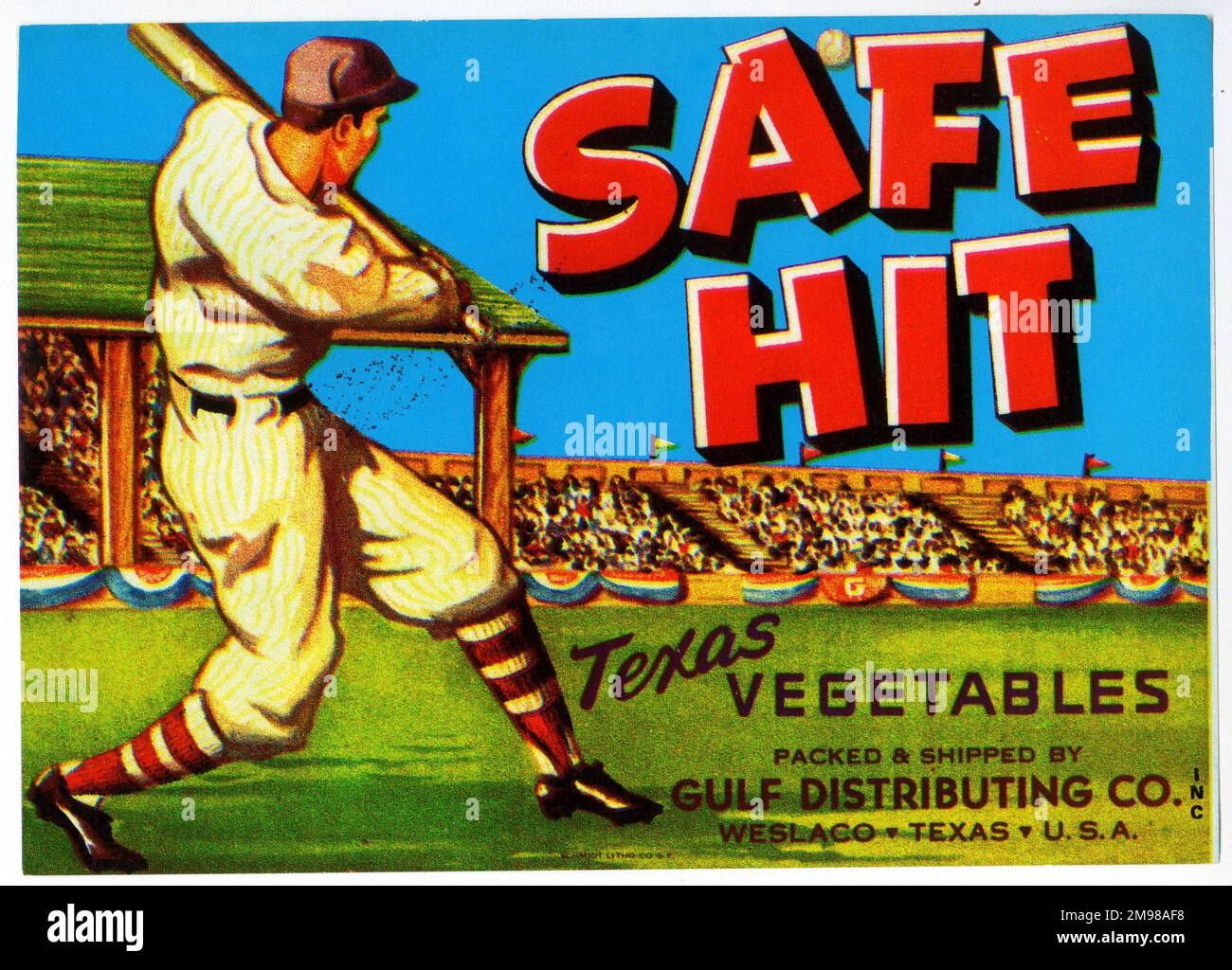 Label design, Safe Hit Texas Vegetables Stock Photo - Alamy