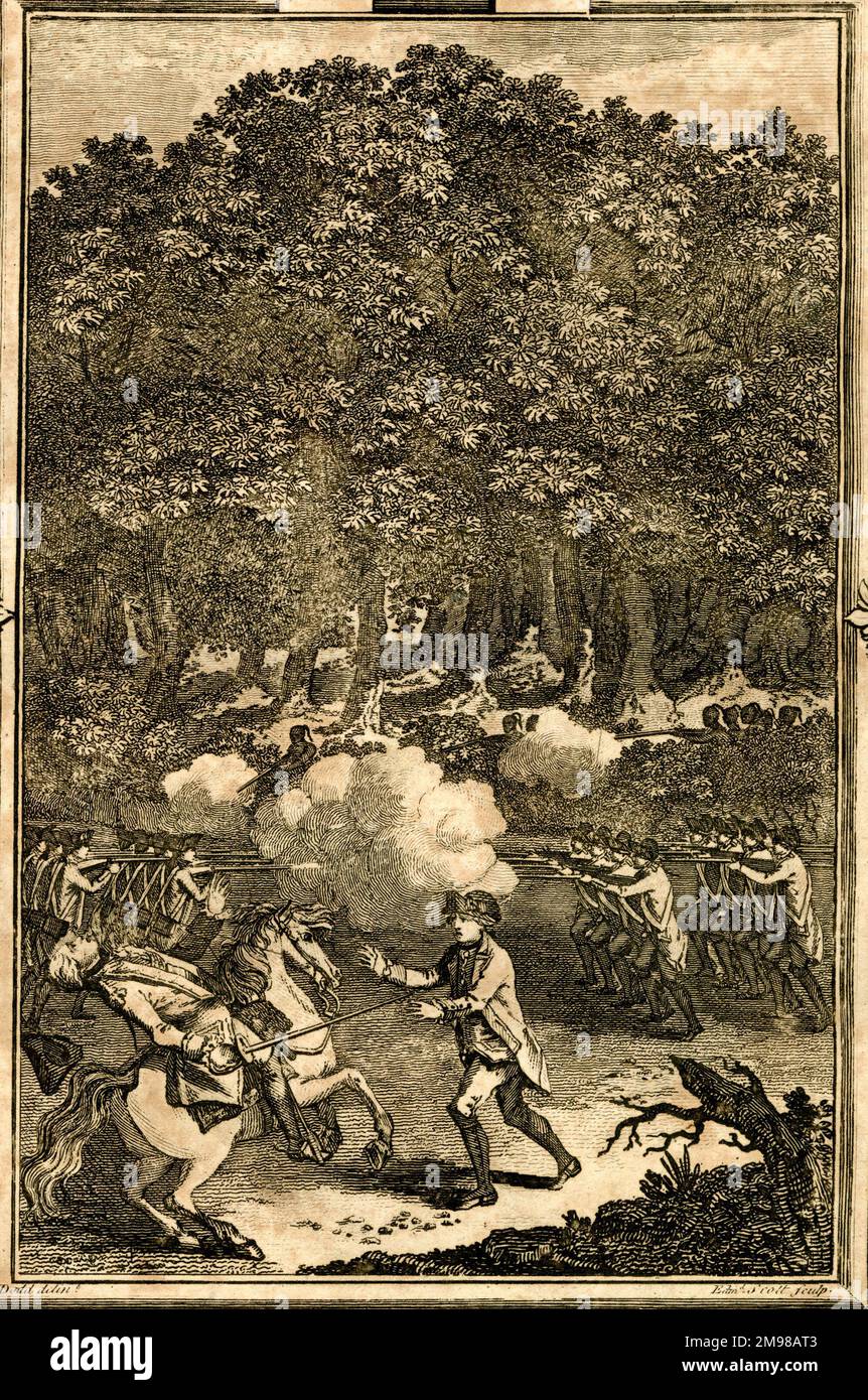 Defeat and death of General Edward Braddock in North America during the ...