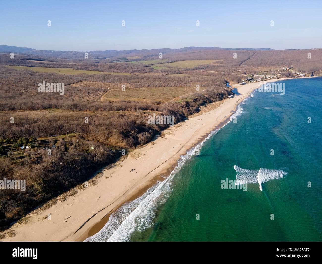 Amazing Aerial view of Vaya beach at Irakli area, Burgas Region ...