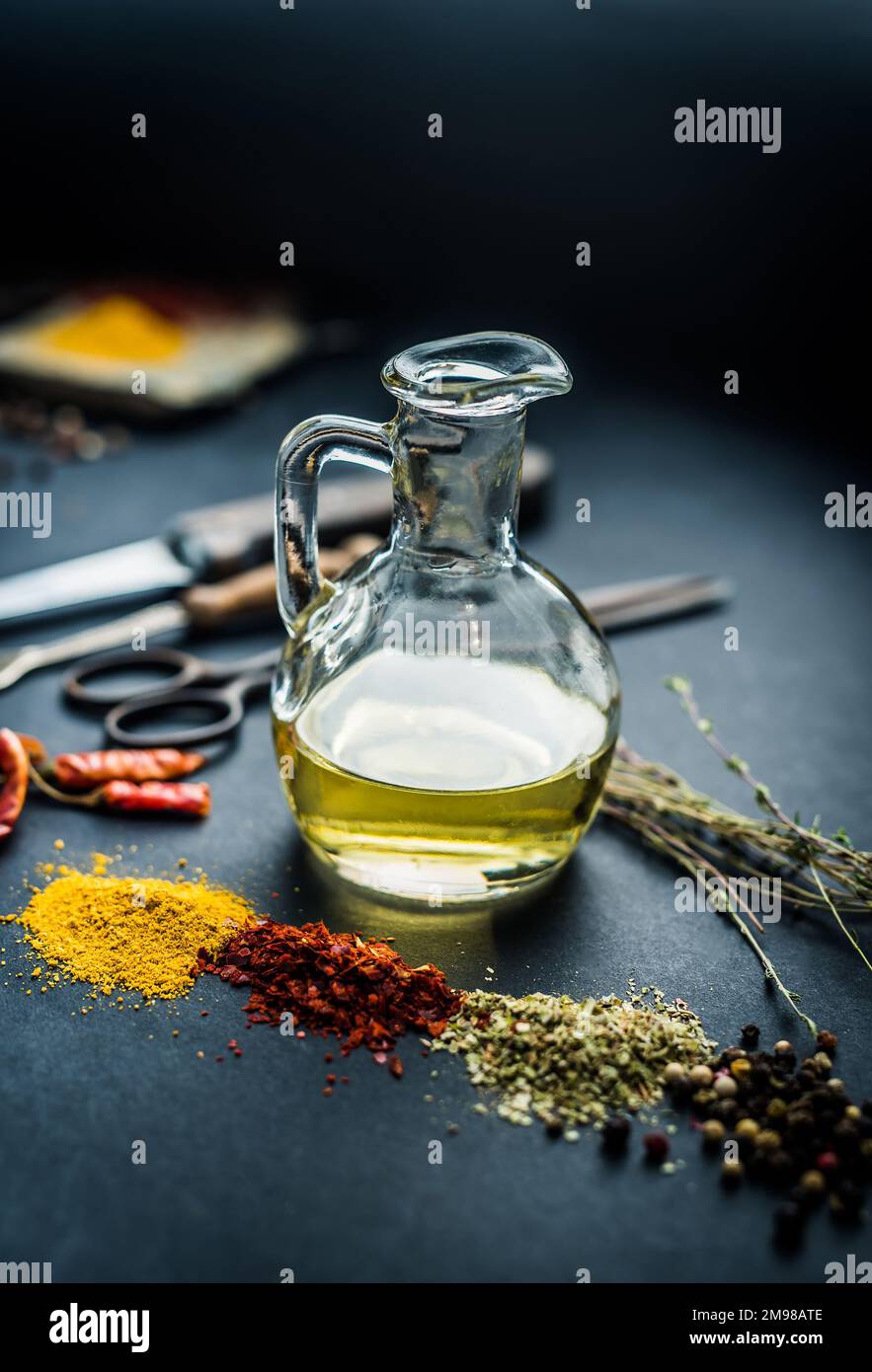 Olive oil with spices hi-res stock photography and images - Alamy