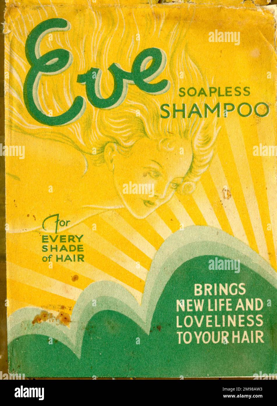 Packet design, Eve Soapless Shampoo for every shade of hair Stock Photo ...