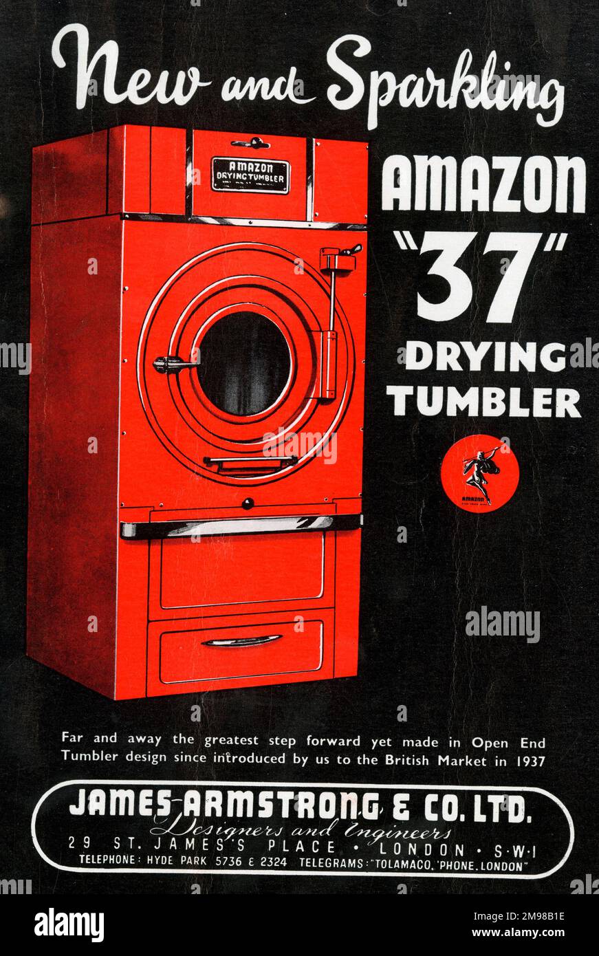 Advertisement, Amazon 37 Drying Tumbler, manufactured by James ...