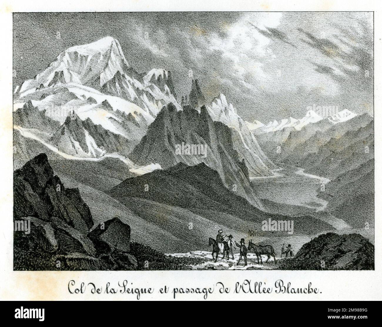 Col de la Seigne with climbers crossing the Vallee Blanche Stock Photo ...