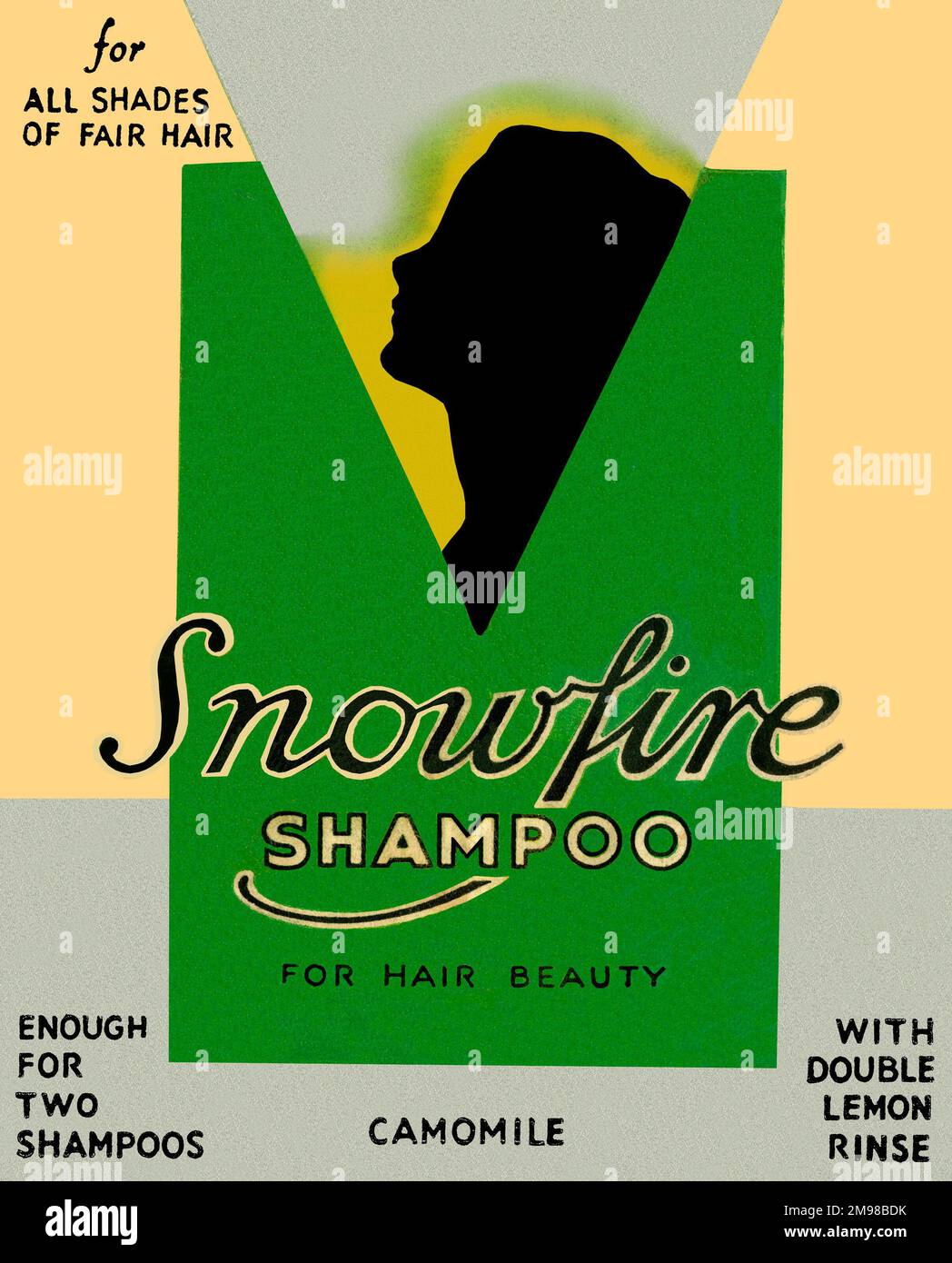 Art deco style package design, Snowfire Shampoo Stock Photo - Alamy