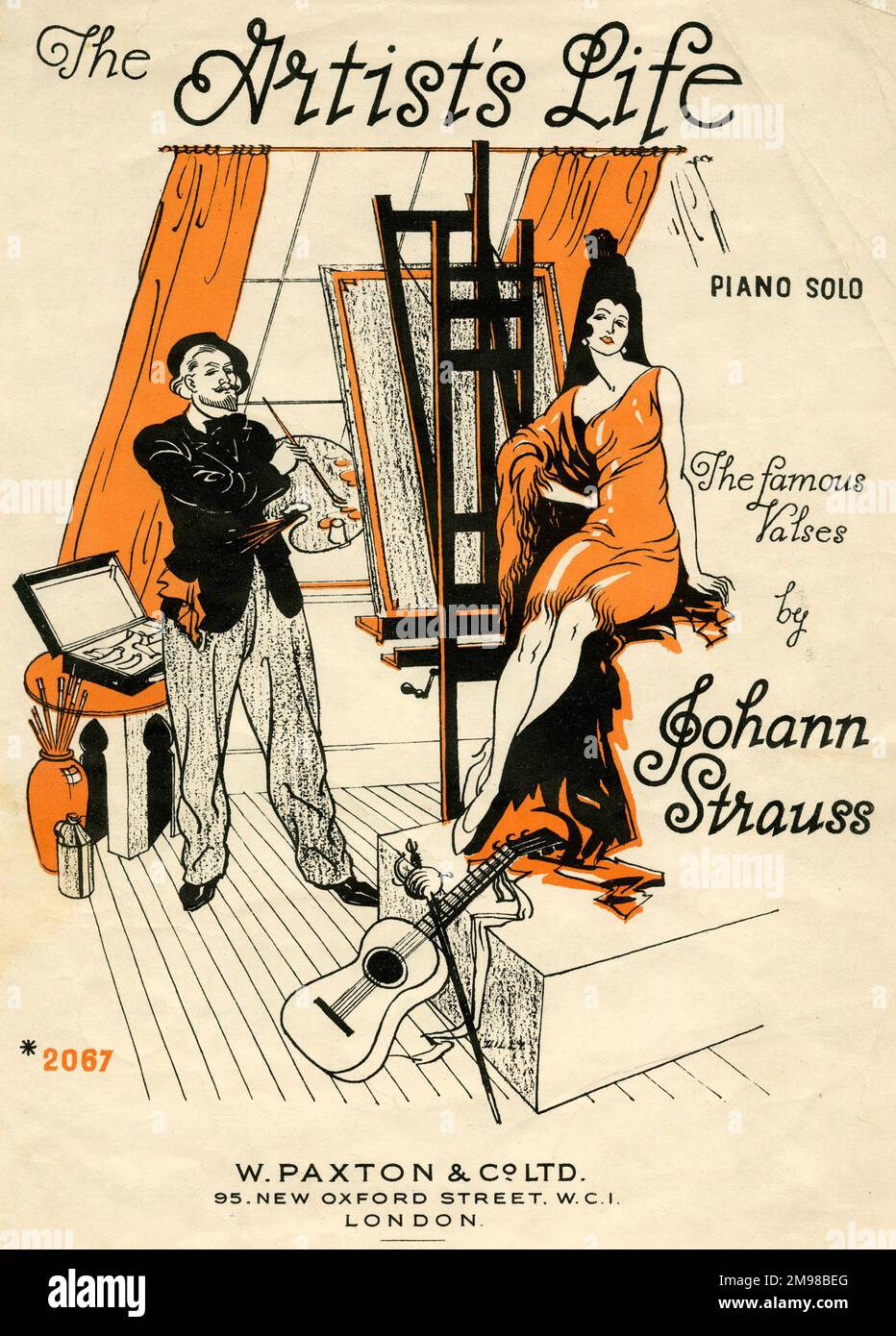 Music cover, The Artist's Life, piano solo, the famous waltzes by ...