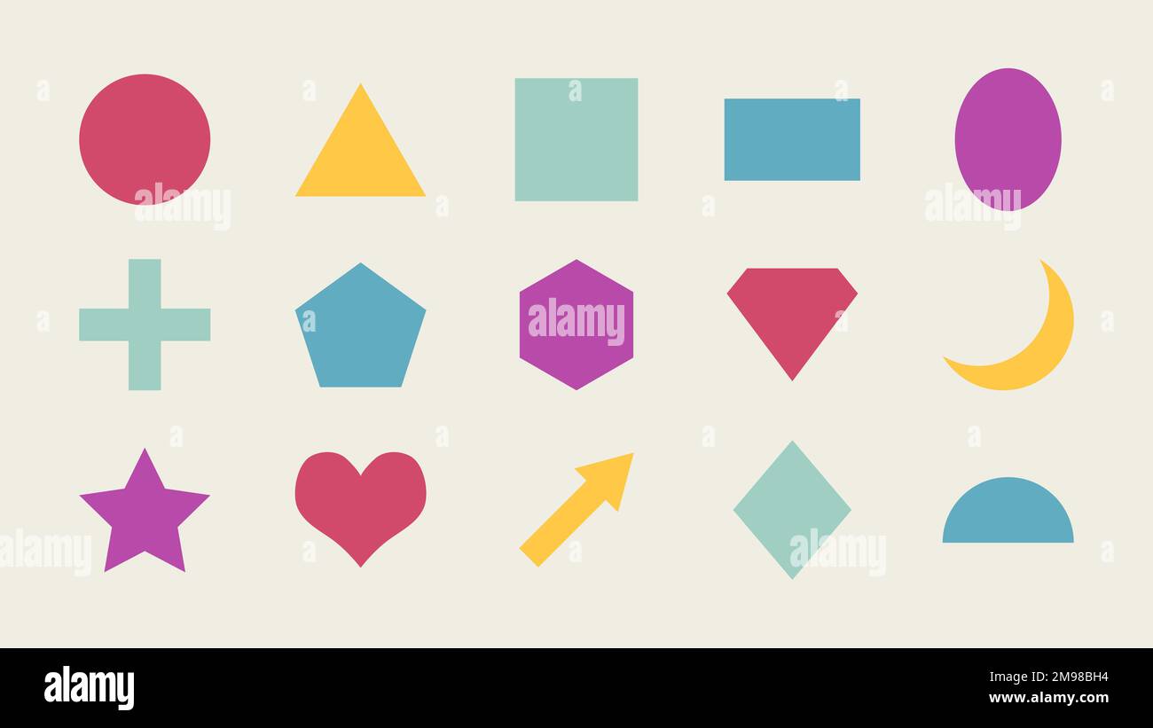 Colorful flat geometric shapes set vector Stock Vector Image & Art - Alamy