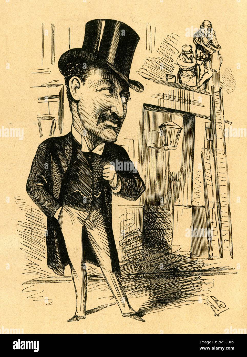 Cartoon, Augustus Harris (1852-1896), British actor, dramatist and ...