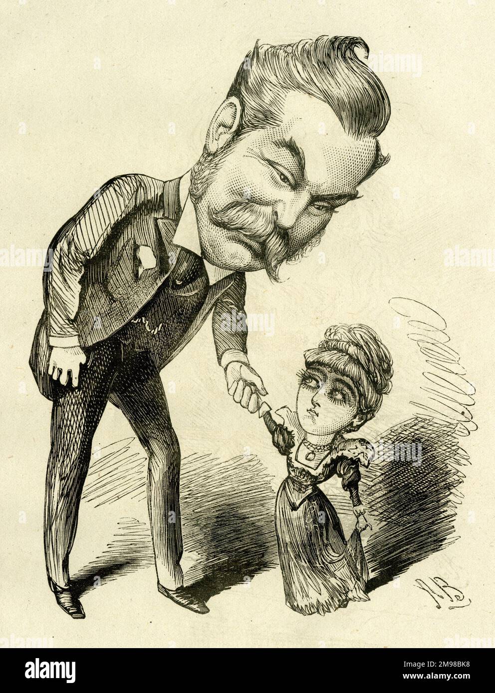 Cartoon, W S Gilbert (1836-1911), and May Fortescue (1859-1950 ...
