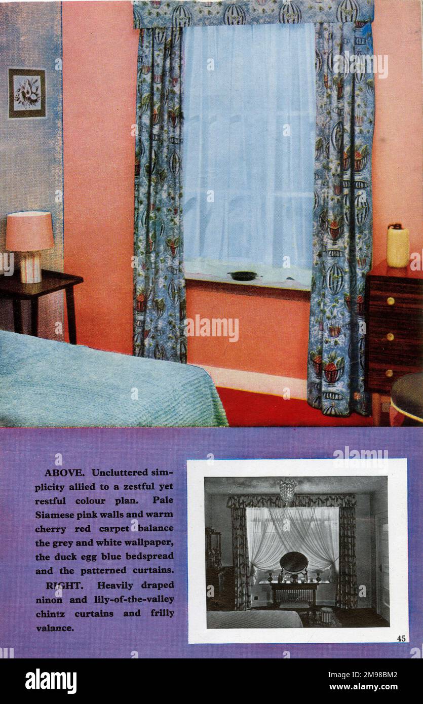 Illustrations in The Curtain Book, showing two windows in two different ...