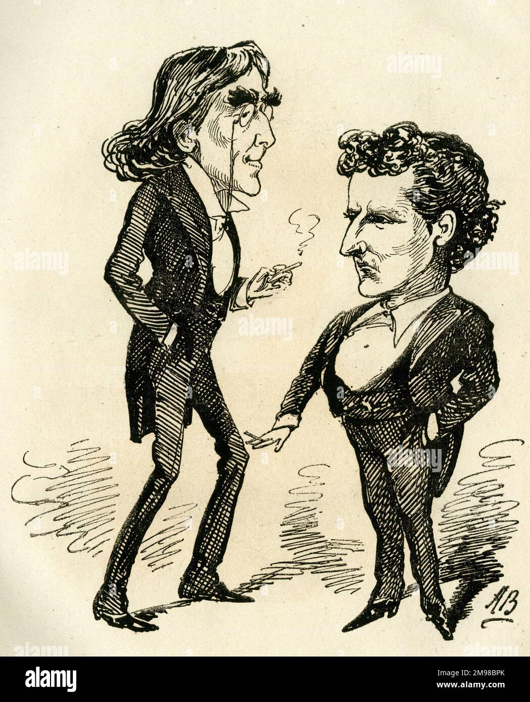 Cartoon, Henry Irving and Wilson Barrett, rival Shakespearean actors ...