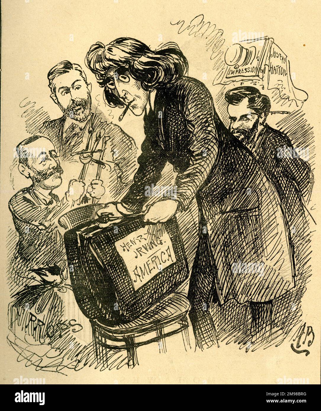 Cartoon, Henry Irving, legendary actor-manager, setting off on his ...