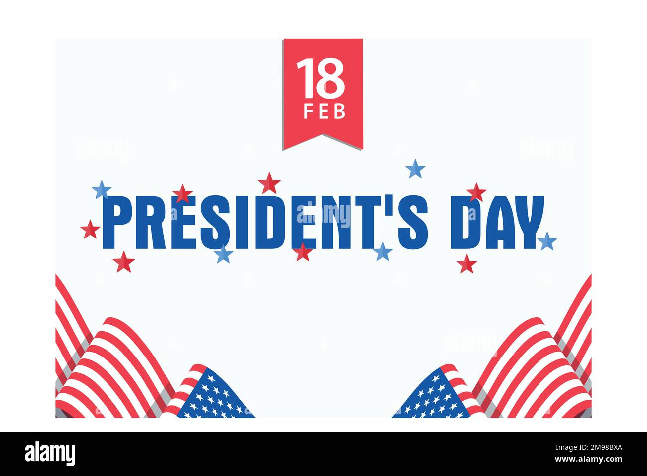 Typography of President's Day decorated with stars in USA flag color on ...