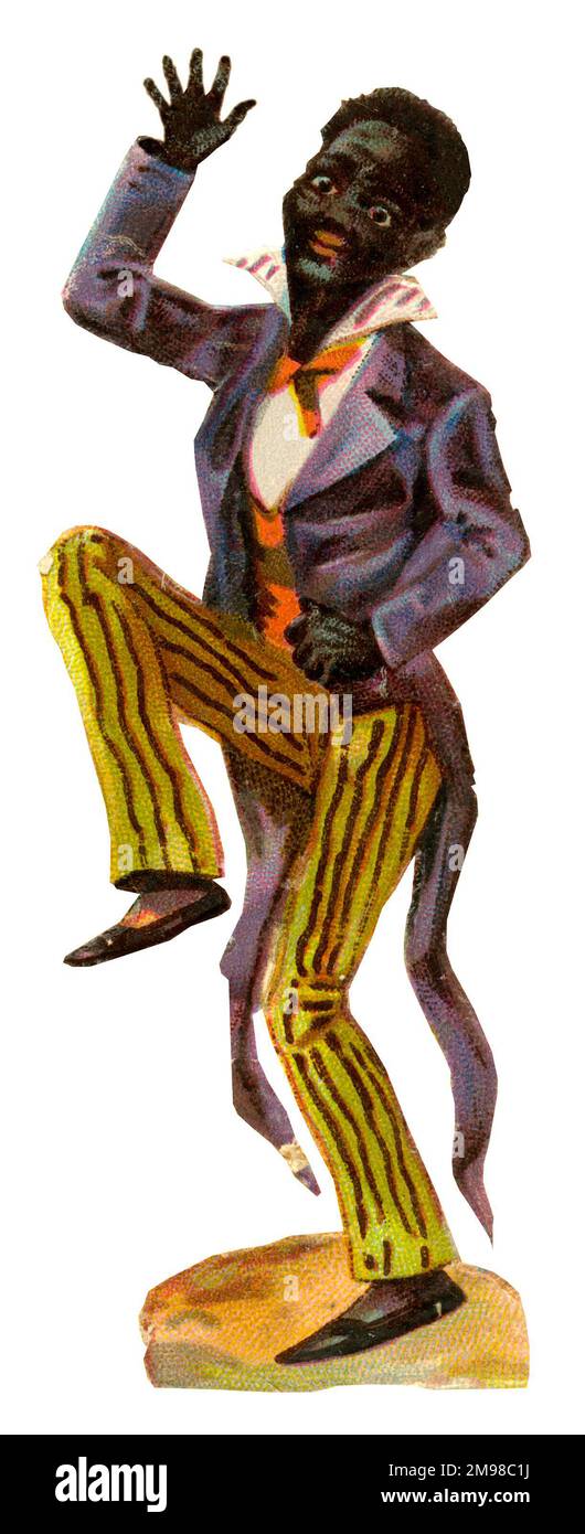 Victorian scrap - black minstrel dancing Stock Photo - Alamy