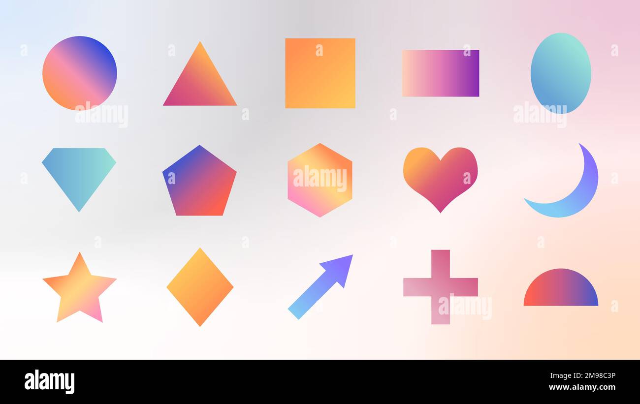Colorful gradient geometric shapes set vector Stock Vector Image & Art ...