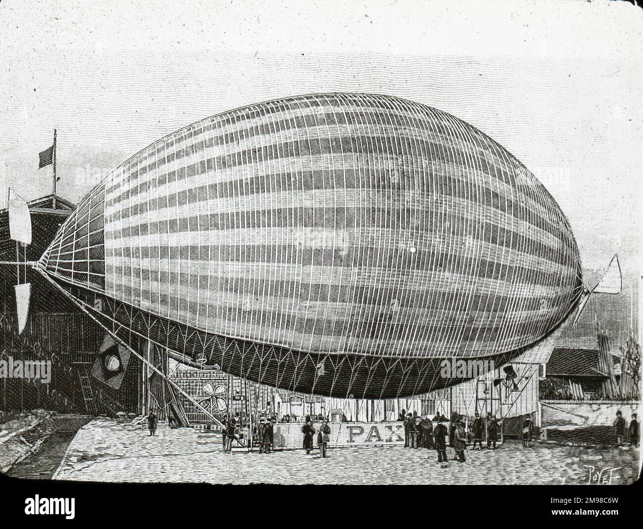 An engraving of Severo?s airship PAX of 1902 Stock Photo - Alamy